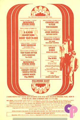 Fillmore East 9/4 - 10/25/69 - MSO-FME.1969.09.04 - Classic Posters